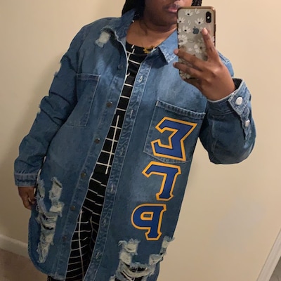 Sigma Gamma Rho Letters Distressed Denim Jacket - Etsy