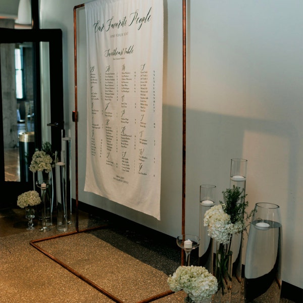 Elegant Boho Fabric Backdrop: Alphabetical Wedding Seating Chart Sign ...