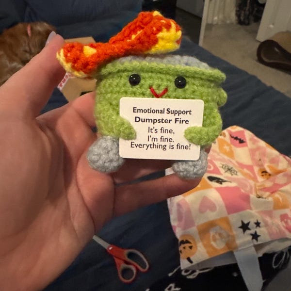 Emotional Support Dumpster Fire,burning Trash Can, Crochet Trash Can,i ...