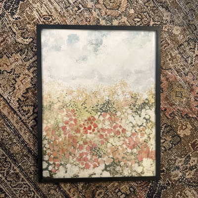 Spring Print, Flower Field Landscape Printable Art, Flower Meadow Oil ...