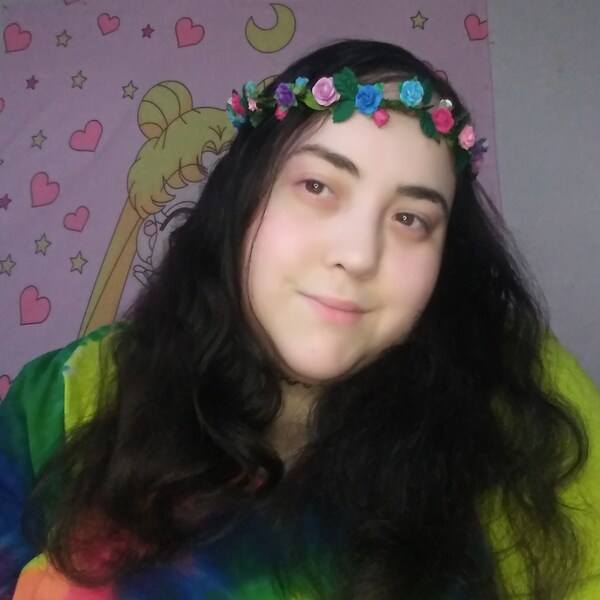 Dainty Bisexual Pride Flag Colors Flower Crown, Bisexual Pride Flower ...