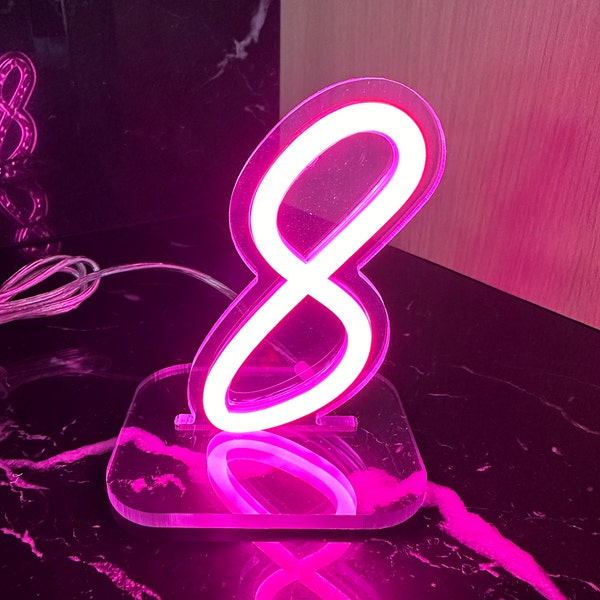 Number Neon Light,custom Neon Sign,usb Desk Lamp,battery Table Light ...