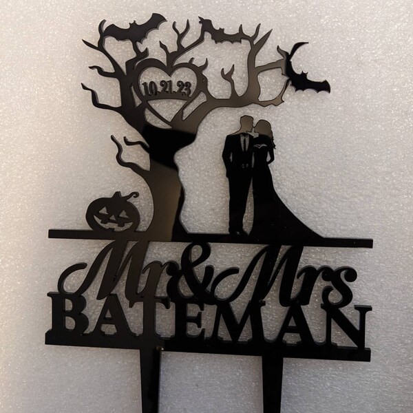 Halloween Wedding Cake Topper, Gothic Cake Topper, Halloween Cake ...