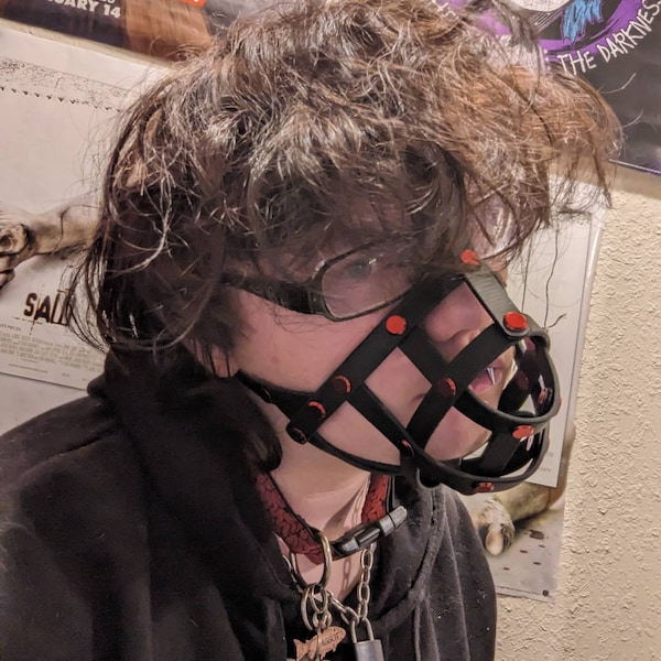 Matte Black Spiked Classic Hardware Human Face Muzzle - Etsy