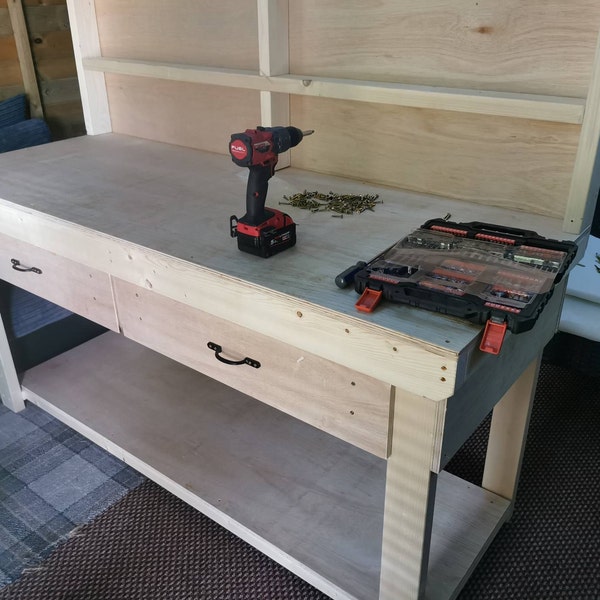 Wooden MDF Top Workbench With Extra Shelving 4ft to 8ft in Length 4ft ...