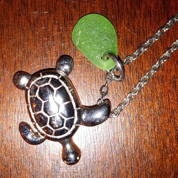 Sea Turtle Cremation Urn Pendant - Stainless Steel With Genuine Sea ...