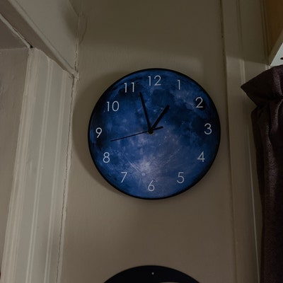 Blue Moon Moon Wall Clock Room Decor Wall Clock Unique Wall Decor Gift ...