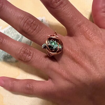 Raw Bismuth Crystal Ring, Pure Copper Bismuth Ring, Rainbow Bismuth ...