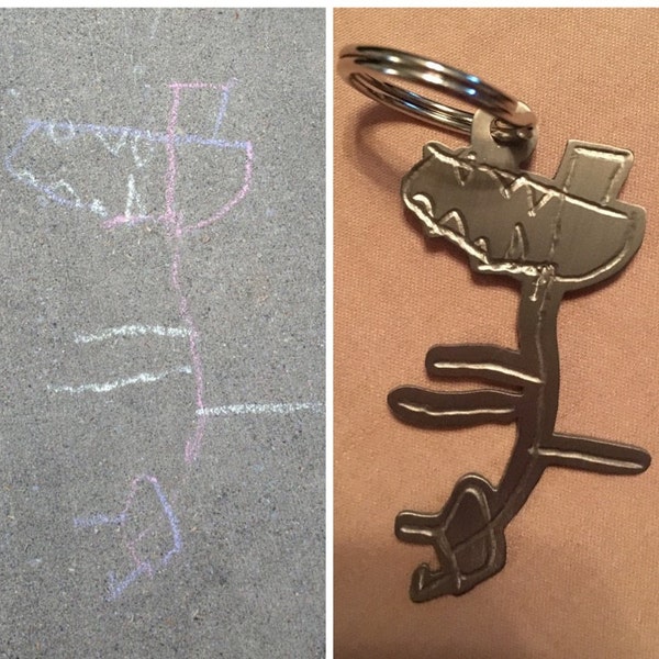 Your Child's Drawing as Keychain- Custom Handmade Titanium Keychain ...