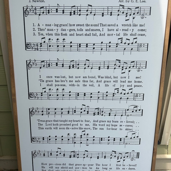 Amazing Grace Sign | Song Lyric Gift | Amazing Grace Sheet Music Sign ...
