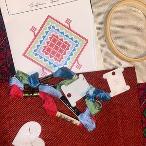 Palestinian Embroidery Cross Stitch DIY Tatreez Kit 5in Hoop With 4 ...