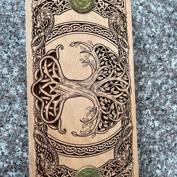 Altar Table Tree of Life Viking Engraved, Norse Wooden Ritual Table ...