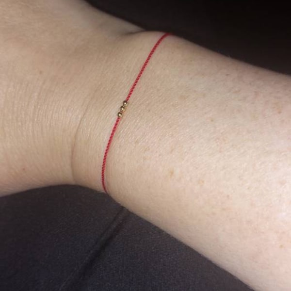 14k Gold Red String Bracelet: Silk Cord Wish Bracelet - Etsy