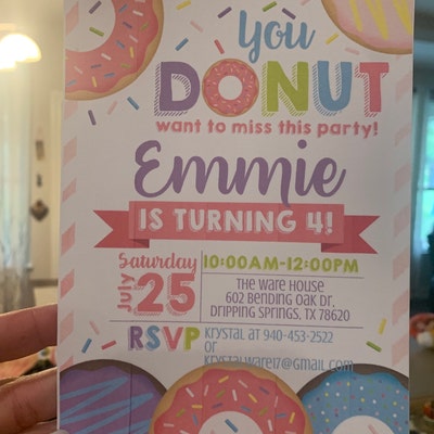 Editable Donut Birthday Invitation, Donut Invitation, Donut Invitation ...