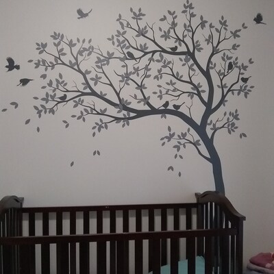 Wall Decal Large Tree Decals Huge Tree Decal Nursery With Birds Tree ...