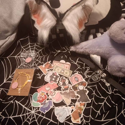 Purple Black Crystals Pastel Kawaii Emo Goth Choker Necklace Collar Cat ...