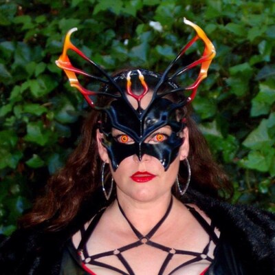 BLACK Leather Mask Pagan God Costume TRITON Costume Greek God Mask ...