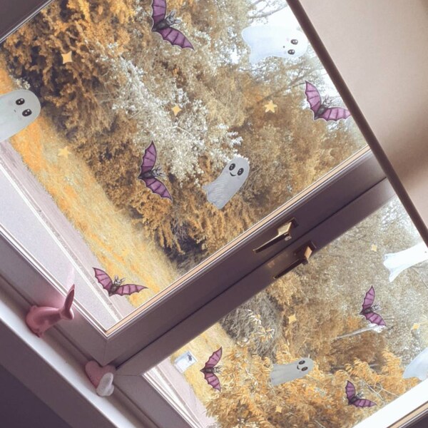 Cute White Ghosts Window Sticker Pack, Ghost Window Stickers, Halloween ...