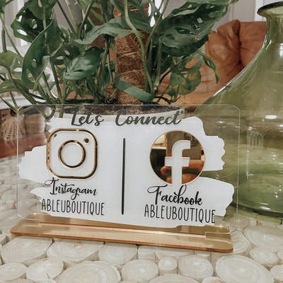 Double Business Social Media Sign Wedding Sign Salon Sign - Etsy