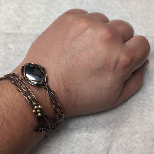 Red Fire Labradorite Pendant Copper Wire Wrapped Gemstone Jewelry ...