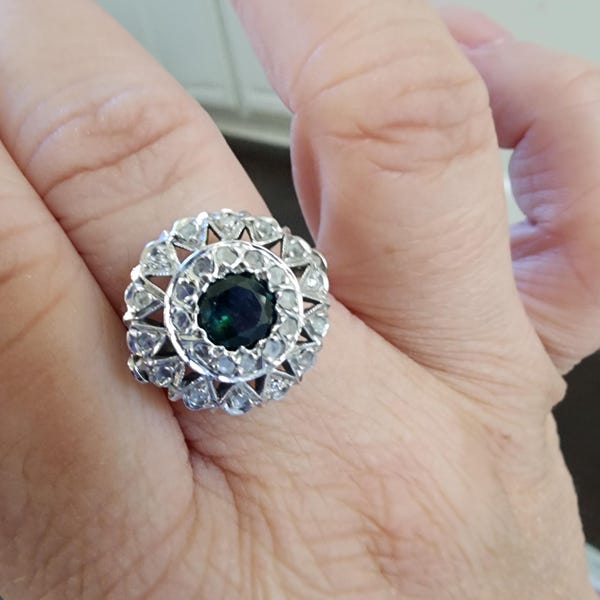 Vintage Retired Pandora Brand Amethyst Flower Beaded Shank Statement ...