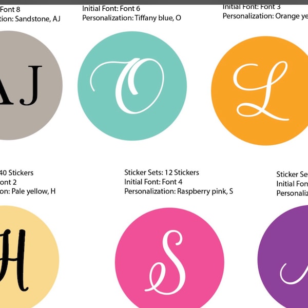 Custom Initials Stickers - Pick Your Color - Letter Stickers - Envelope ...
