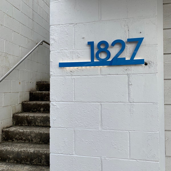 Modern House Numbers - Blue With Black Acrylic - Contemporary Home ...