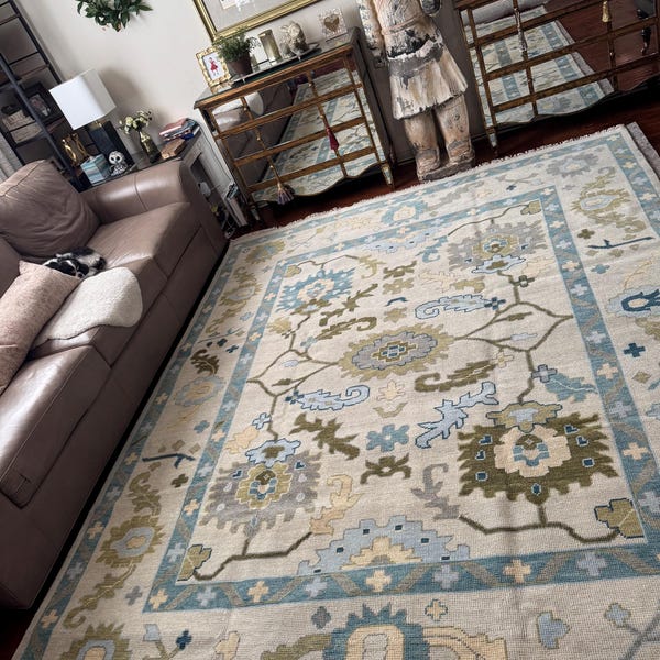 Oushak Muted Vintage Rug Turkish Knots Oushak Rugs Best Muted Rug ...