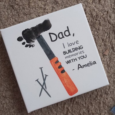 Footprint Art From Kids, Printable Fathers Day Card, Fathers Day ...