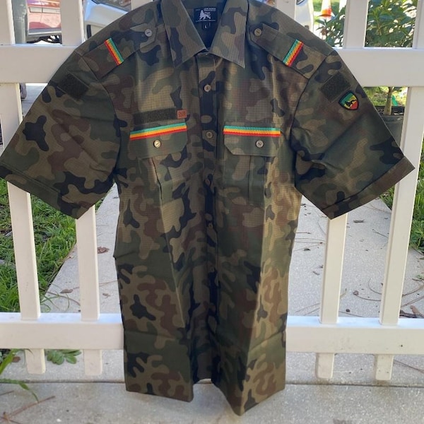 Rastafari Lion of Judah Epaulette Shirt Jah Army Reggae Style - Etsy