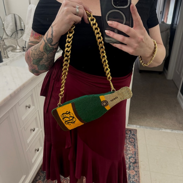 Custom Beaded Champagne Bottle Bag - Etsy