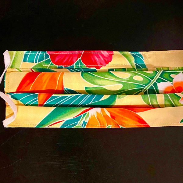 Tropical Floral Face Mask, Adjustable, Washable, Made in Hawaii - Etsy
