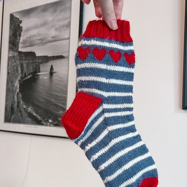 Knitting Kit Love Hearts Socks Knit Your Own Cuff Down Socks, Yarn ...