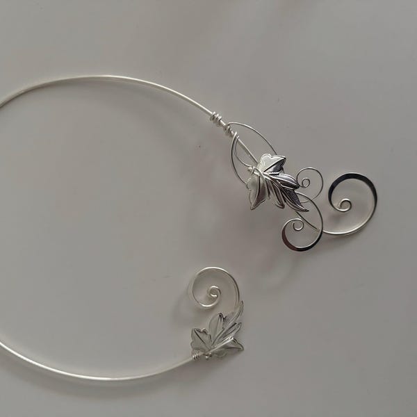 Silver Ivy Necklace, Elven Leaf Statement Collar, Elven Wedding Torc - Etsy