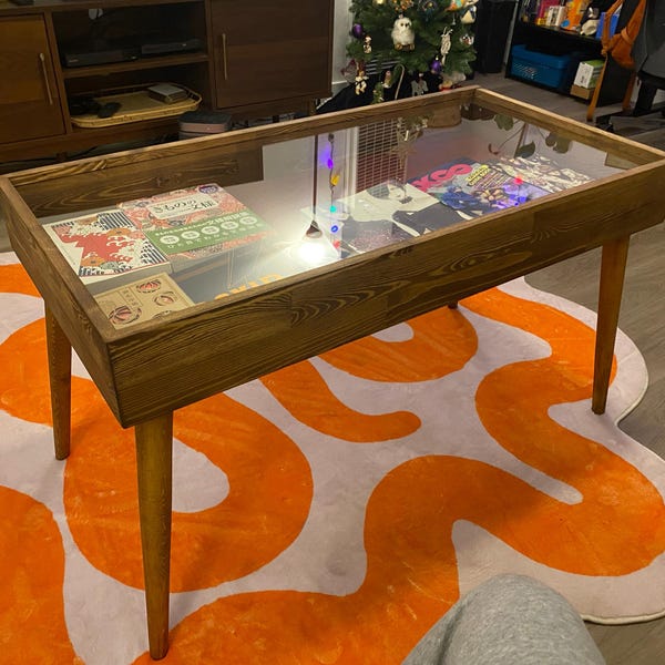 Rustic Display Table With Removable Glass Top, Vinyl Display Table ...