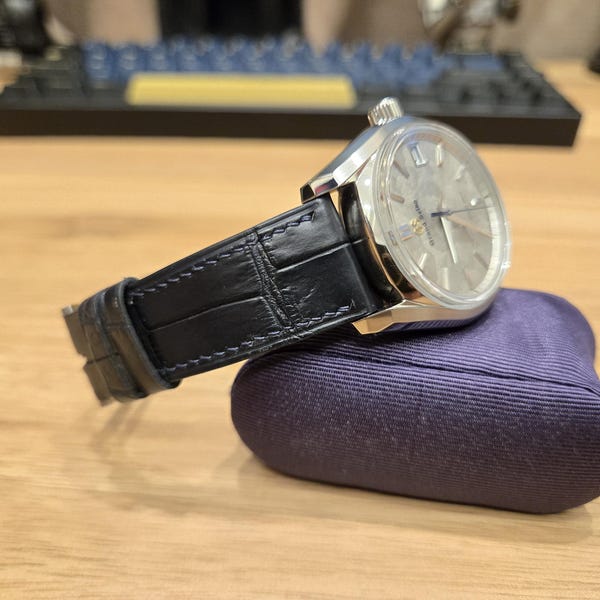 Flank Alligator Black Nubuck, Leather Watch Band Handmade,personalized ...