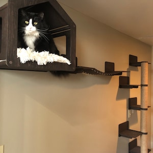 Wood Cat House Wall Cat Furniture Cat Play House Tower for - Etsy