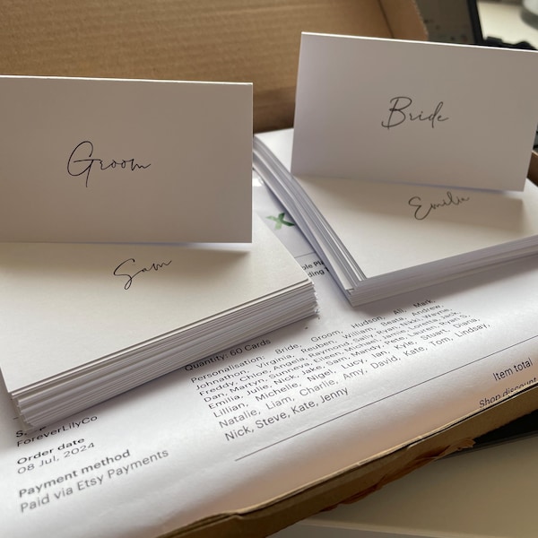 Wedding Place Names | Wedding Table Place Name Cards | Minimal Wedding ...