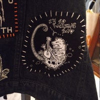 Folk Punk Banjo Opossum Patch - Screenprinting White Ink on Black ...