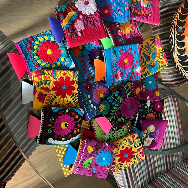 Small Zipper Pouch, Embroidered Mexican Dress Zipper Pouch, Mexican ...