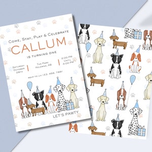 Watercolor Pink Party Dog Heads Digital Clip Art Set Instant Download ...