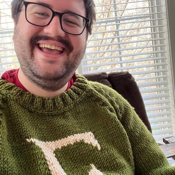 Monogram Weasley Jumper Letter Magic Gift Handmade Custom Wool Sweater ...