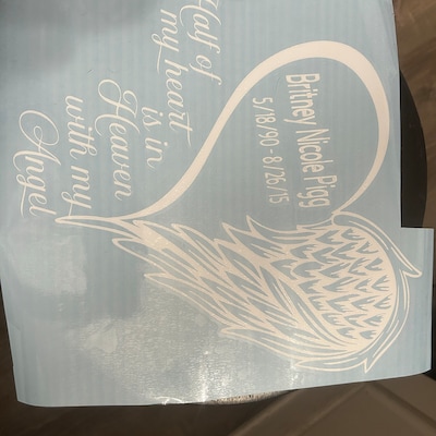 Memorial Half Heart Half Wing SVG, Memorial SVG, Iron on Svg, Cut File ...