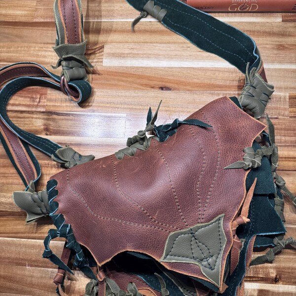 Leather Backpack Purse, Handmade Leather Bag, Leather Leaf Backpack ...