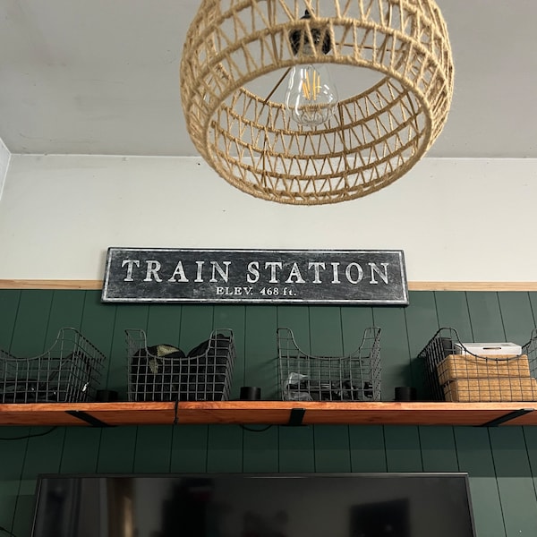 Custom Railway Station Wood Sign - Hand Made Wooden Antique Train Decor ...