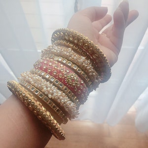 Ethnic Indian Bridal Red and Green Color Chura Set Heavy Glass Kundan ...