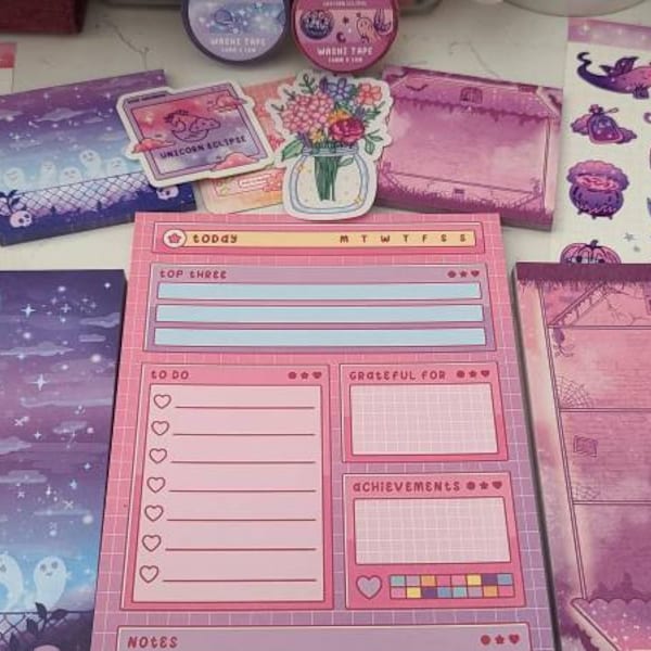 Haunted House Spooky Halloween Aesthetic Sticky Note Memo Pad Kawaii ...