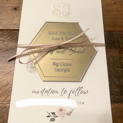 Boho Save the Date Mirror Acrylic Magnets Custom Personalized - Etsy