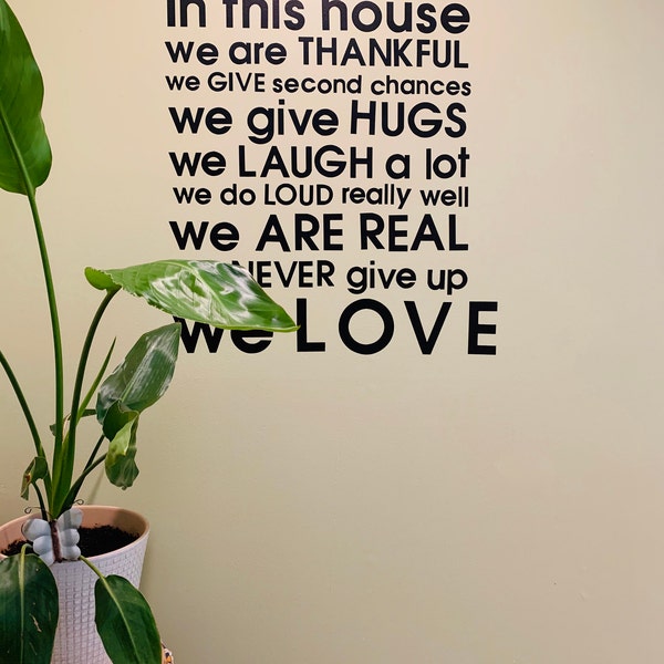 House Rules, We Are Family Quote English Letter Removable Mural Wall No ...