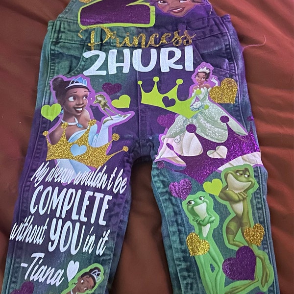 Princess Purple Green OVERALLS Birthday Overalls Custom Denim Birthday ...